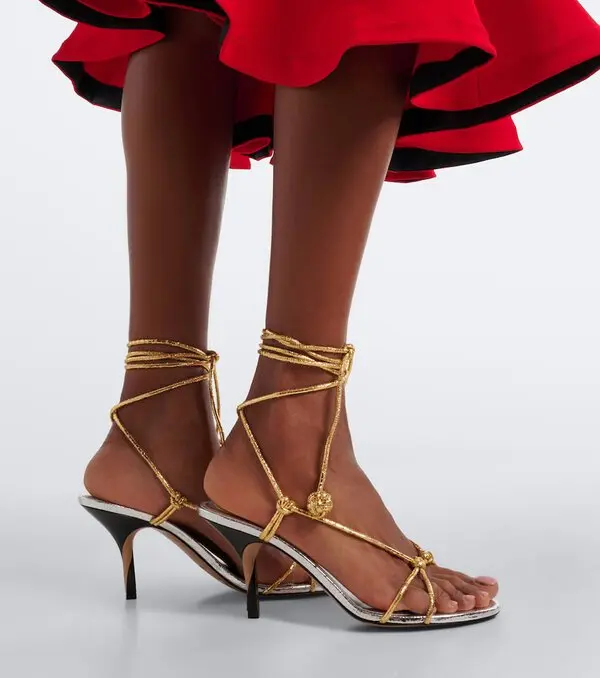Jacquemus Tourni Metallic Leather Sandals