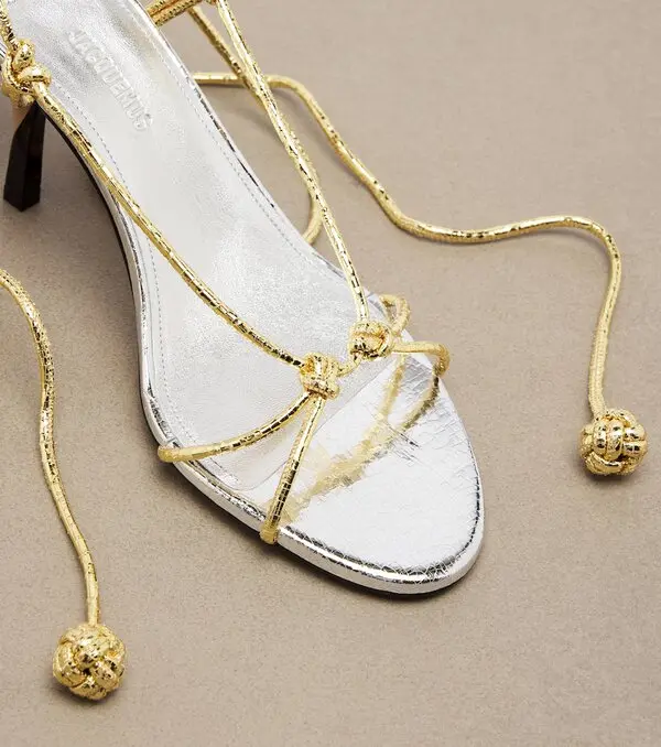 Jacquemus Tourni Metallic Leather Sandals