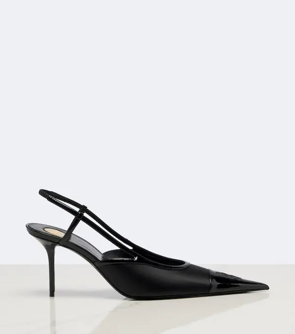 Saint Laurent Renée Satin And Leather Slingback Pumps