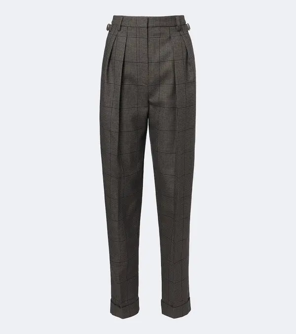 MUGLER Checked Wool Straight Leg Trousers