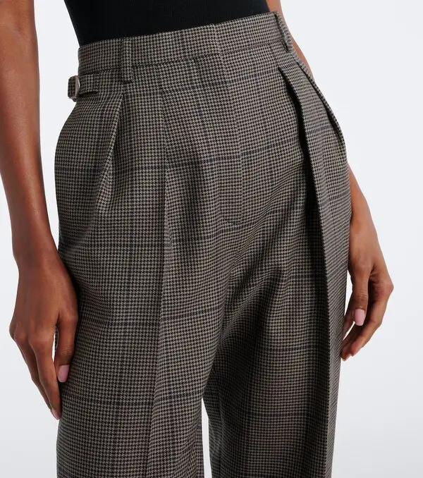 MUGLER Checked Wool Straight Leg Trousers