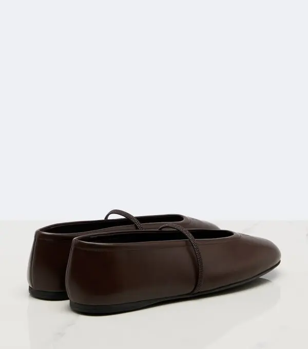 Miu Miu Leather Ballet Flats - Brown