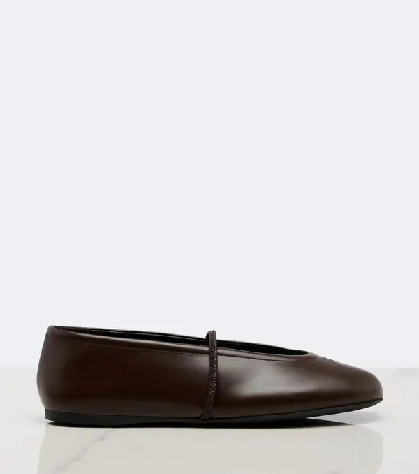 Miu Miu Leather Ballet Flats - Brown
