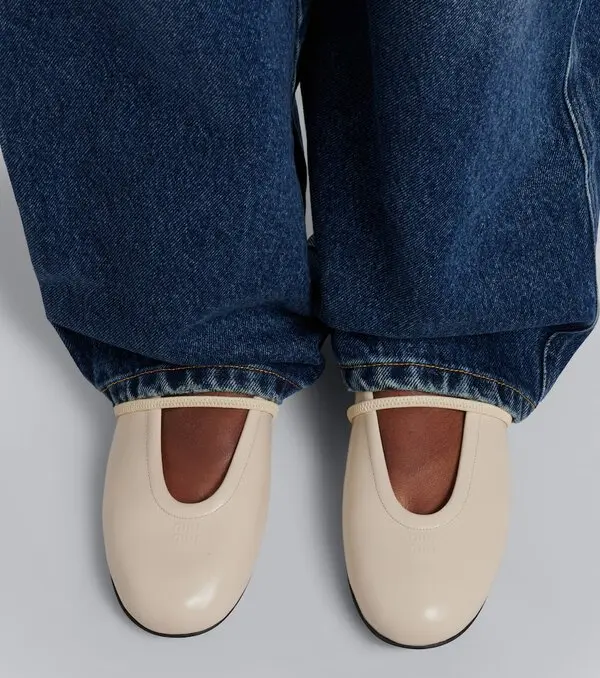 Miu Miu Leather Ballet Flats - White