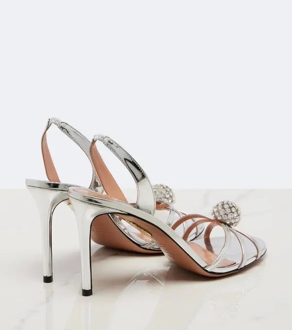 AQUAZZURA Crystal Bubble Leather Slingback Sandals