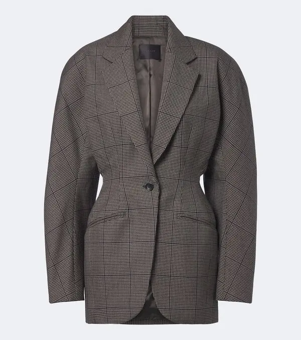 MUGLER Checked Oversized Wool Jacket