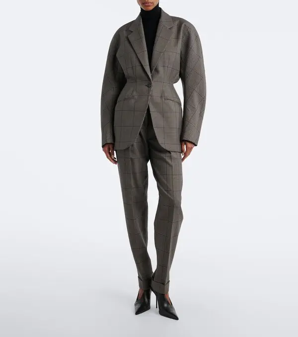 MUGLER Checked Oversized Wool Jacket