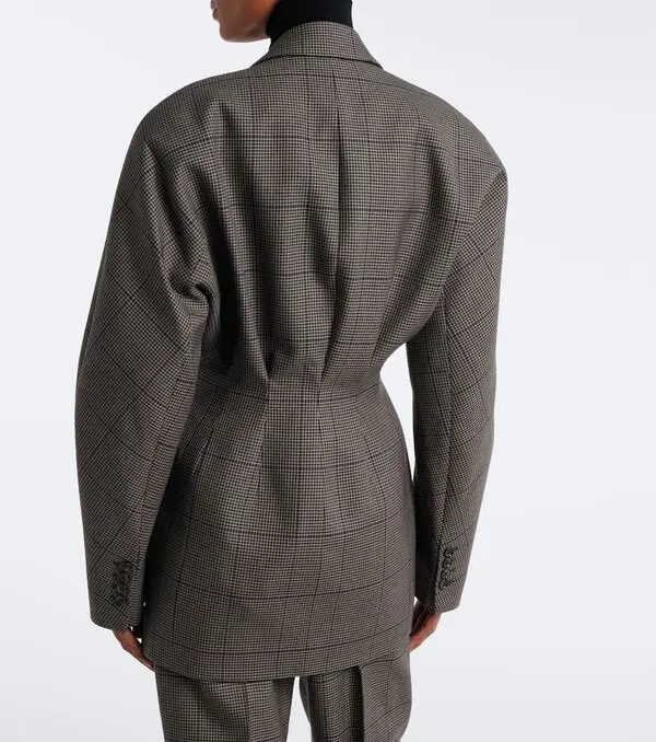 MUGLER Checked Oversized Wool Jacket