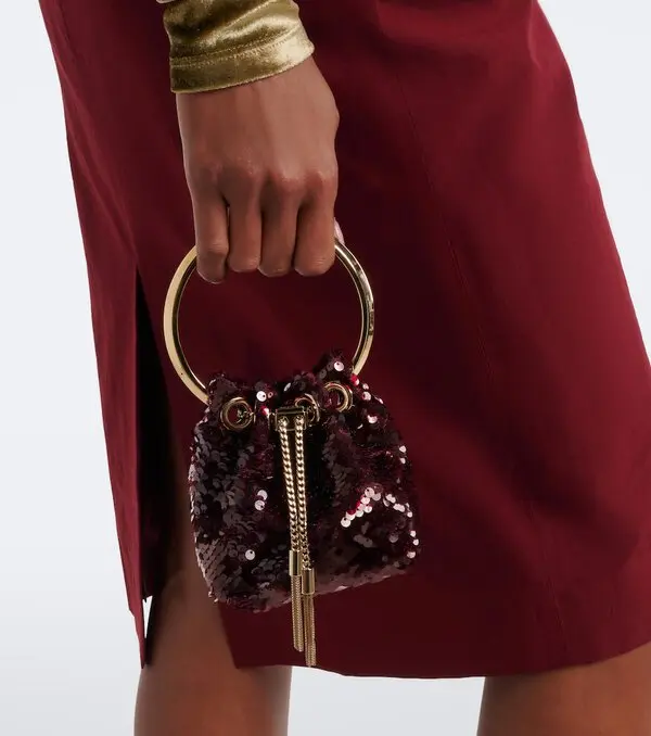 JIMMY CHOO Bon Bon Micro Sequined Bucket Bag