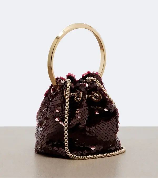 JIMMY CHOO Bon Bon Micro Sequined Bucket Bag