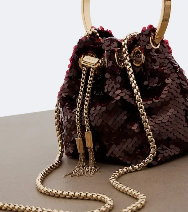 JIMMY CHOO Bon Bon Micro Sequined Bucket Bag