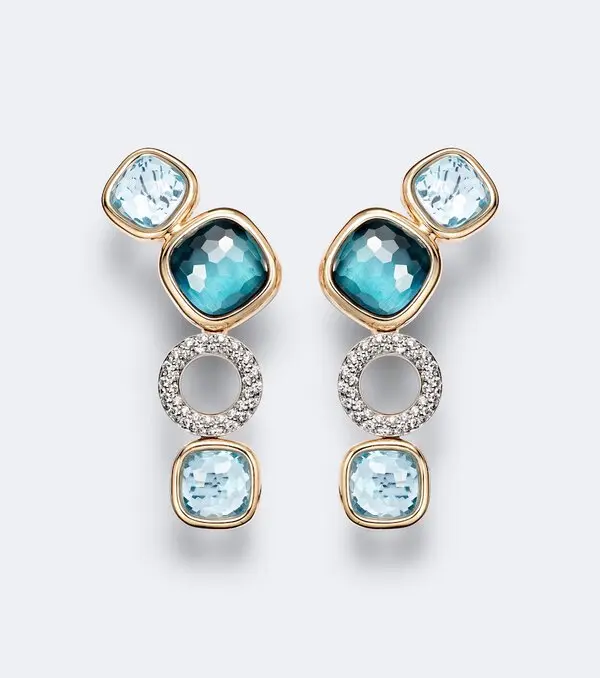 Pomellato Nudo 18kt White And Rose Drop Earrings With Topaz And Diamonds - Gold