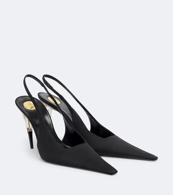 Saint Laurent Goya Satin Slingback Pumps