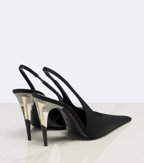 Saint Laurent Goya Satin Slingback Pumps