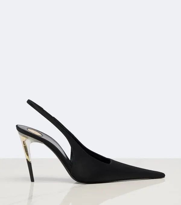 Saint Laurent Goya Satin Slingback Pumps