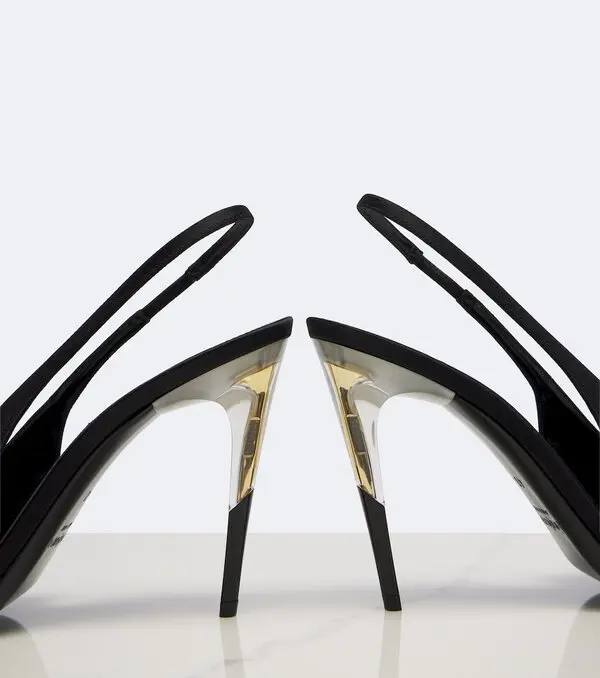 Saint Laurent Goya Satin Slingback Pumps