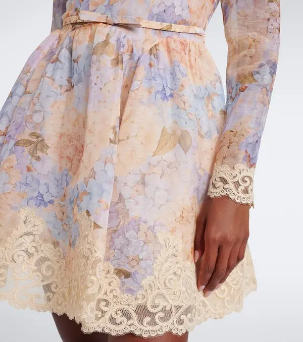 Zimmermann Valiant Floral Silk And Linen Minidress