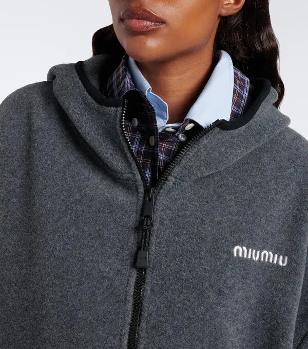 Miu Miu Hooded Oversized Fleece Jacket