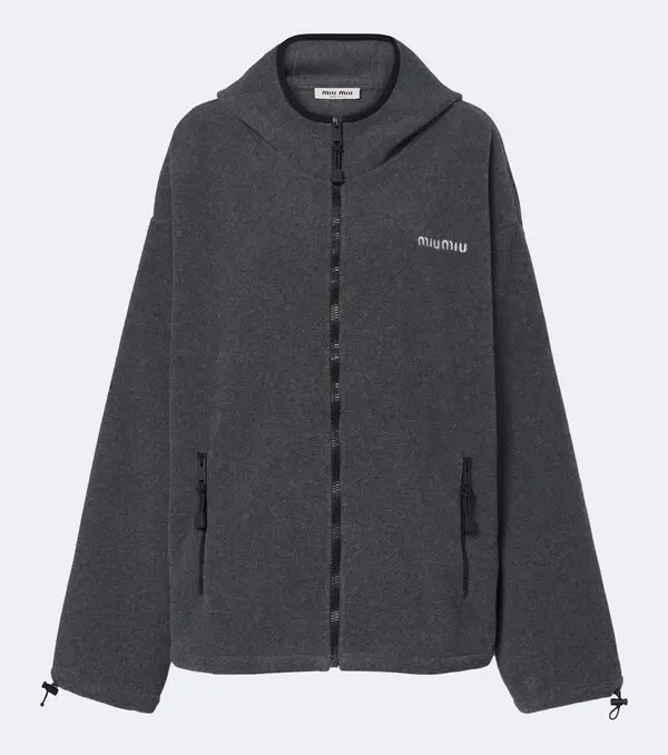 Miu Miu Hooded Oversized Fleece Jacket - Grey