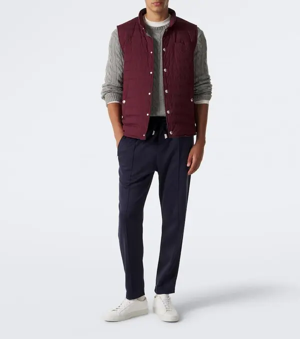 Eleventy Silk And Cotton-blend Sweatpants