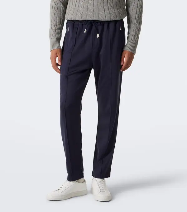 Eleventy Silk And Cotton-blend Sweatpants