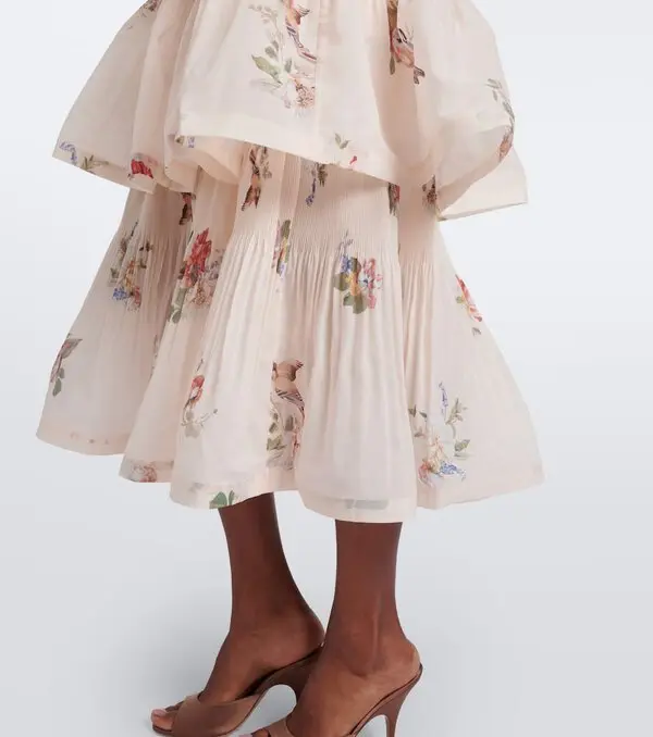 Zimmermann Floral Pleated Tiered Bustier Dress