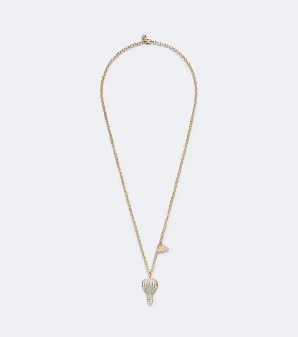 SYDNEY EVAN Hot Air Balloon And Cloud 14kt Chain Necklace With Aquamarine And Diamonds - Gold