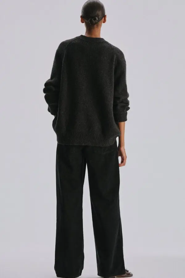 THE ROW Eglitta Wide Leg Cotton Corduroy Pants - Faded Black
