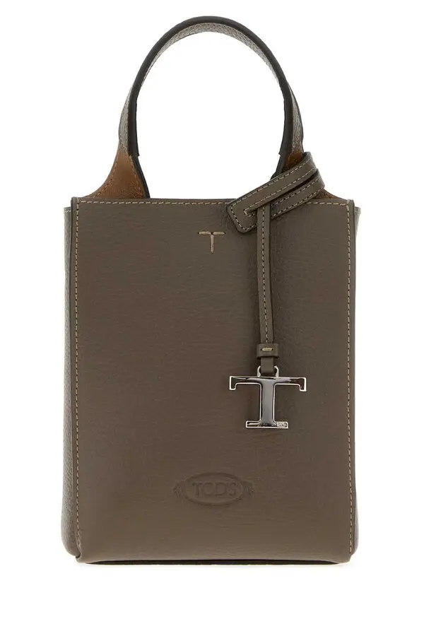 TOD'S Dove Grey Leather Phone Holder