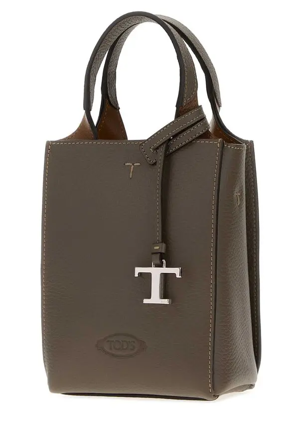 TOD'S Dove Grey Leather Phone Holder
