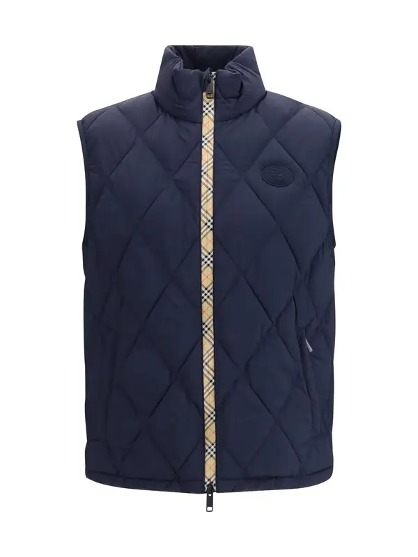Burberry Down Vest With Check Trim