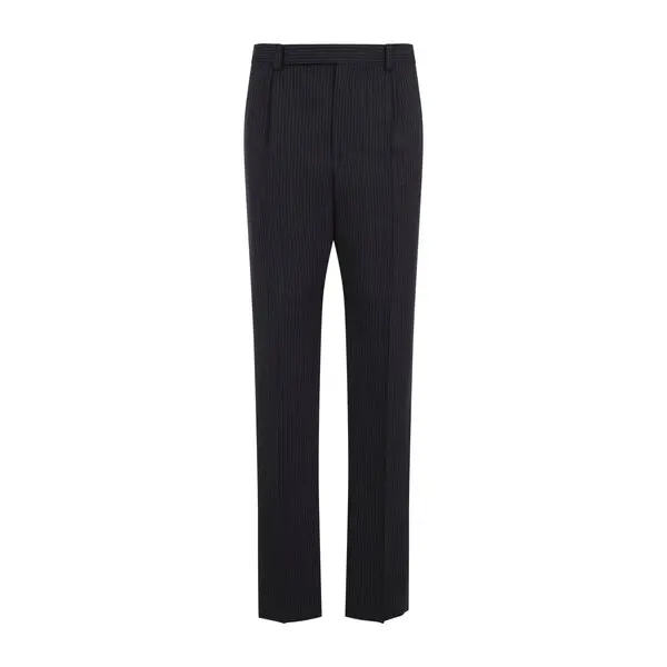 Saint Laurent Striped Herringbone Wool Tapered Trousers