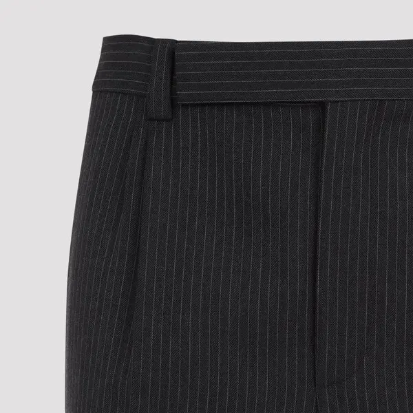 Saint Laurent Striped Herringbone Wool Tapered Trousers