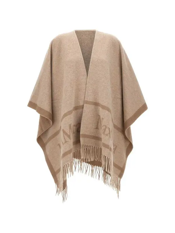Max Mara Fringed Poncho - Brown