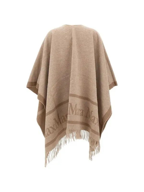 Max Mara Fringed Poncho - Brown