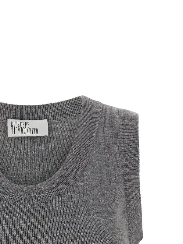 Giuseppe Di Morabito Jewel Brooch Knit Top - Gray