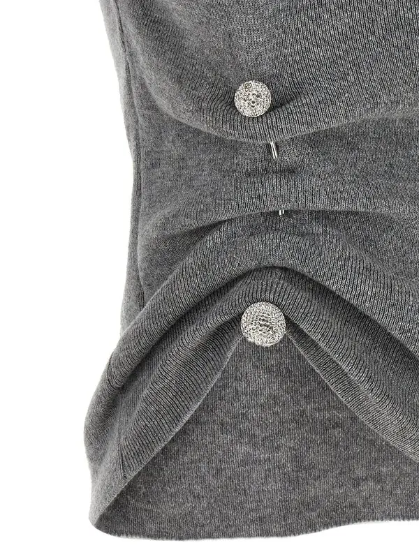 Giuseppe Di Morabito Jewel Brooch Knit Top - Gray