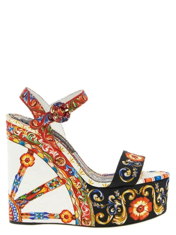 Dolce & Gabbana Keira' Wedge Sandals With 'carretto' Print