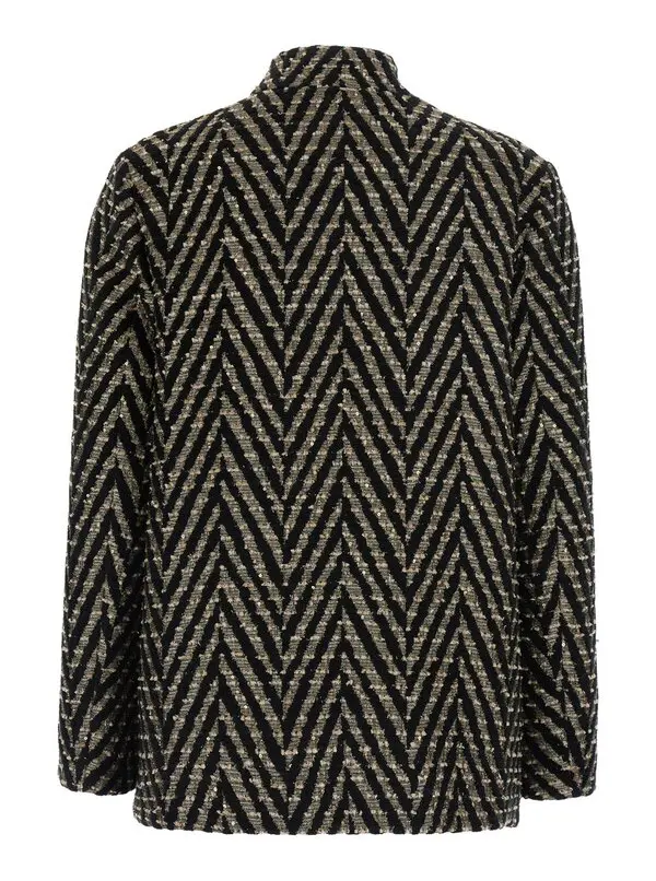 FORTE_FORTE Chevron Motif Sequined Tech Fabric Jacket - Multicolor