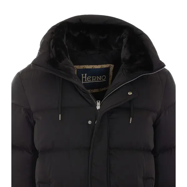 Herno Quilted Down Jacket With Shearling Detail - Black