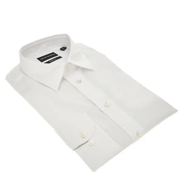 Emporio Armani Jacquard Cotton Modern Fit Shirt - White