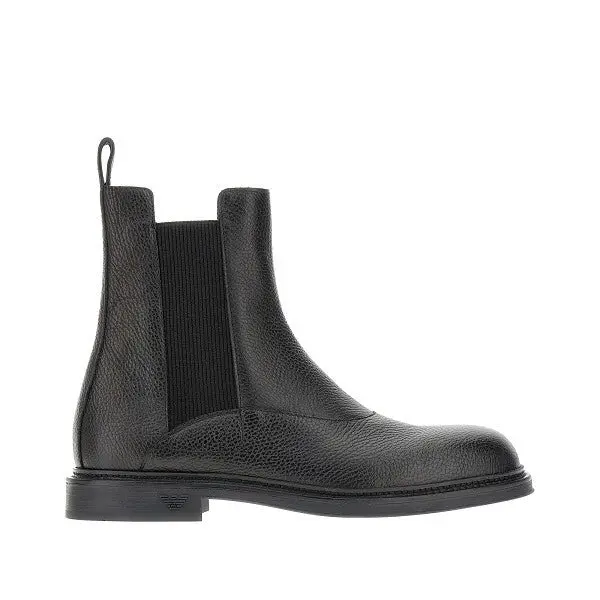 Emporio Armani Grained Leather Chelsea Boots