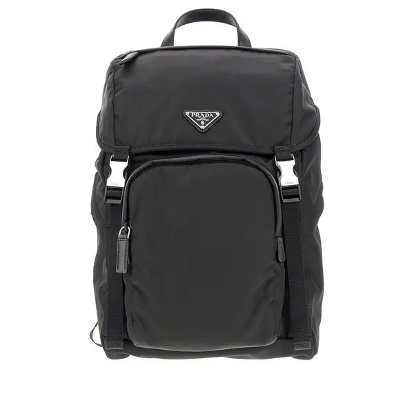 Prada Re-nylon Backpack With Triangle Logo - Black