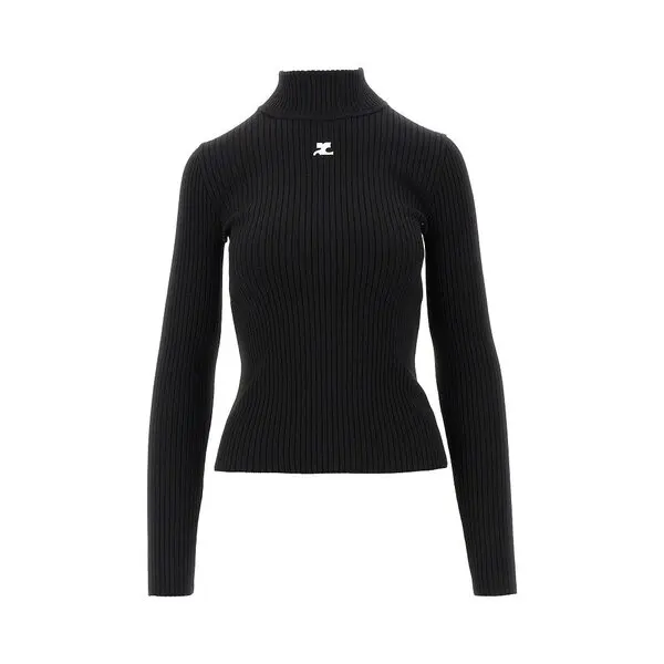 COURREGES Ribbed Mock Neck Sweater