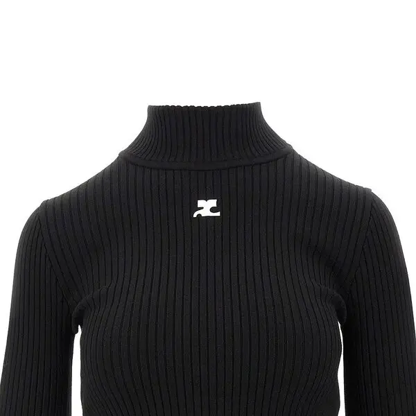 COURREGES Ribbed Mock Neck Sweater
