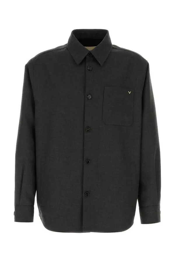 Valentino Garavani Graphite Gabardine Overshirt - Gray