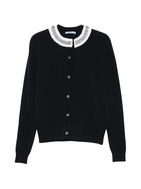 Prada Embellished Collar Cardigan
