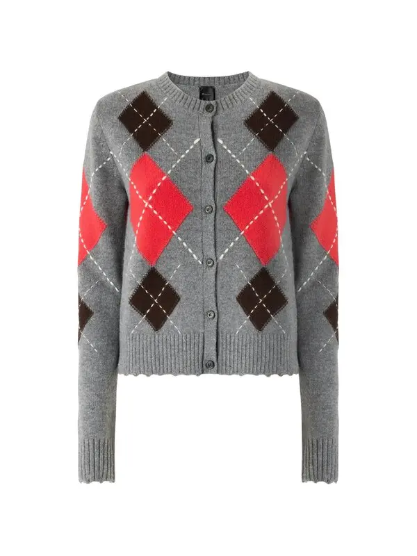 Pinko Argyle Cardigan With V-neck