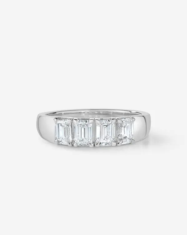 Ring Concierge 4-stone Emerald Diamond Wedding Band Wedding Band - Platinum