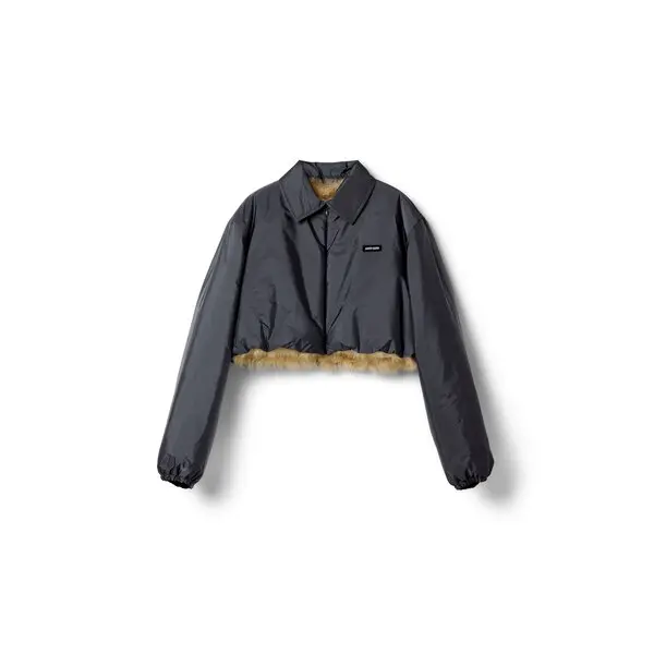 Miu Miu Technical Fabric And Shearling Blouson Jacket